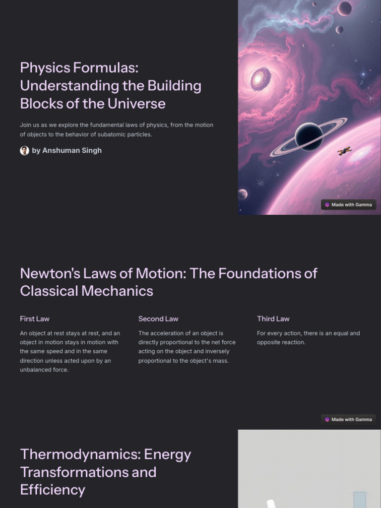 Physics Formulas Understanding The Building Blocks of The Universe | PDF
