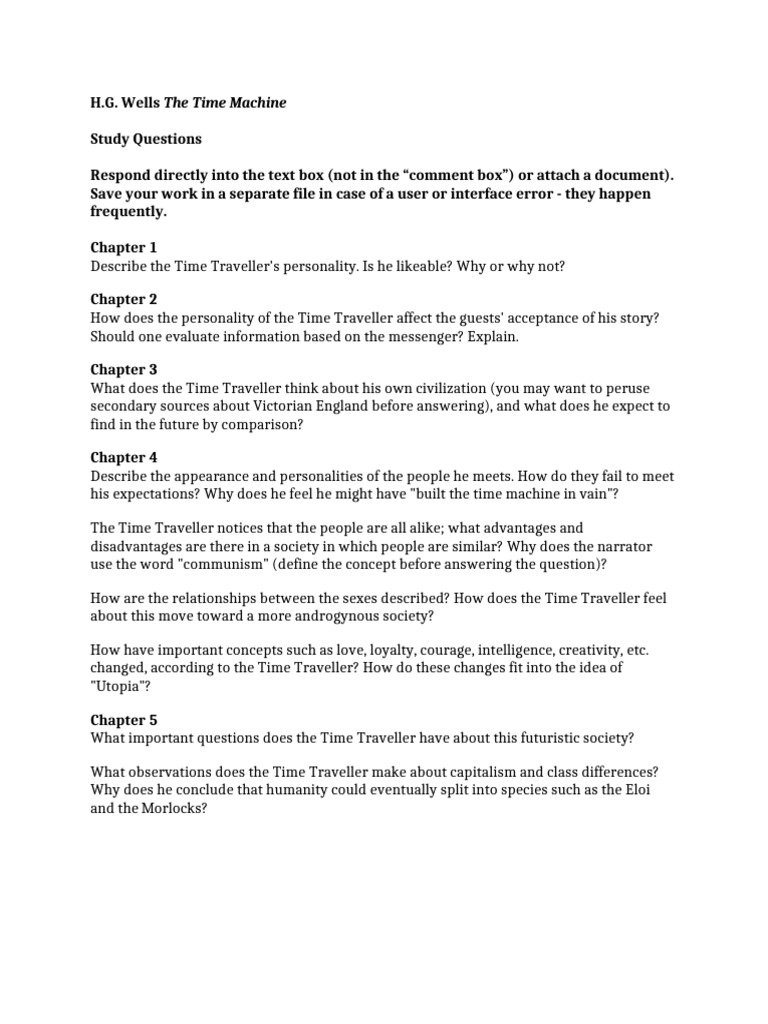 Time Machine - Study Questions BB | PDF | The Time Machine