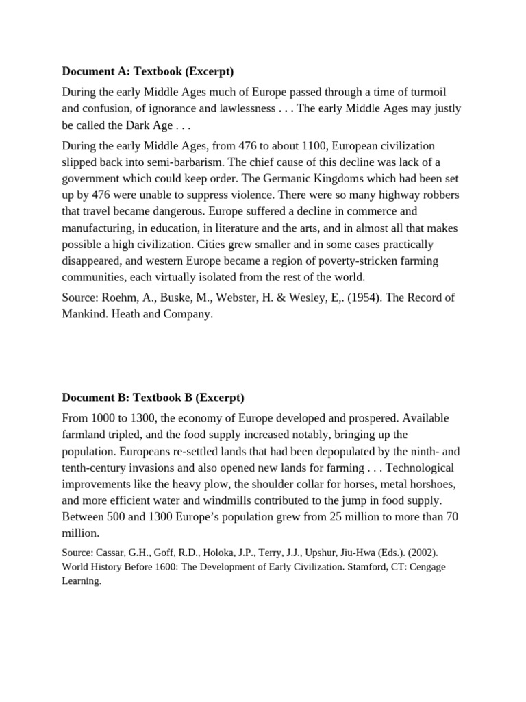 Dark Ages Document Set-1 2 | PDF | Middle Ages | Cultural Anthropology