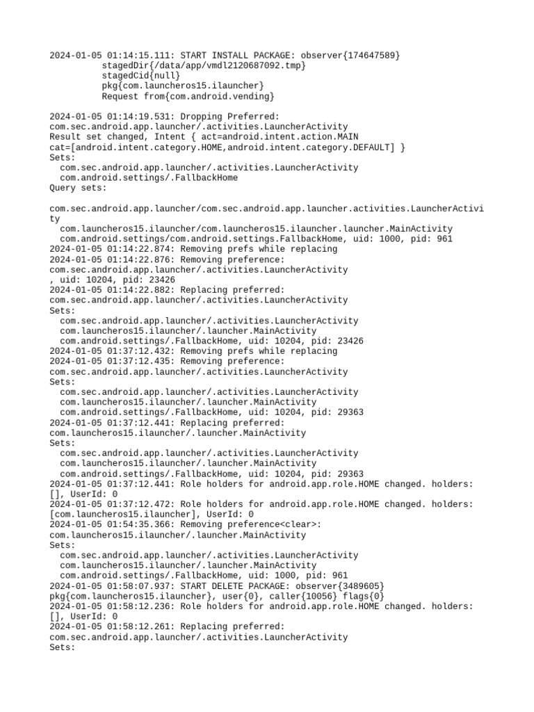 Android Package Install Log | PDF | Android (Operating System) | Information Appliances
