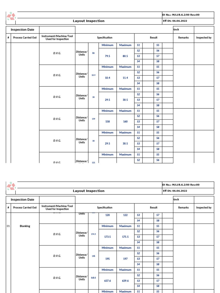 01 Layout Inspection Report Format 2024 | PDF | Mechanical Engineering ...