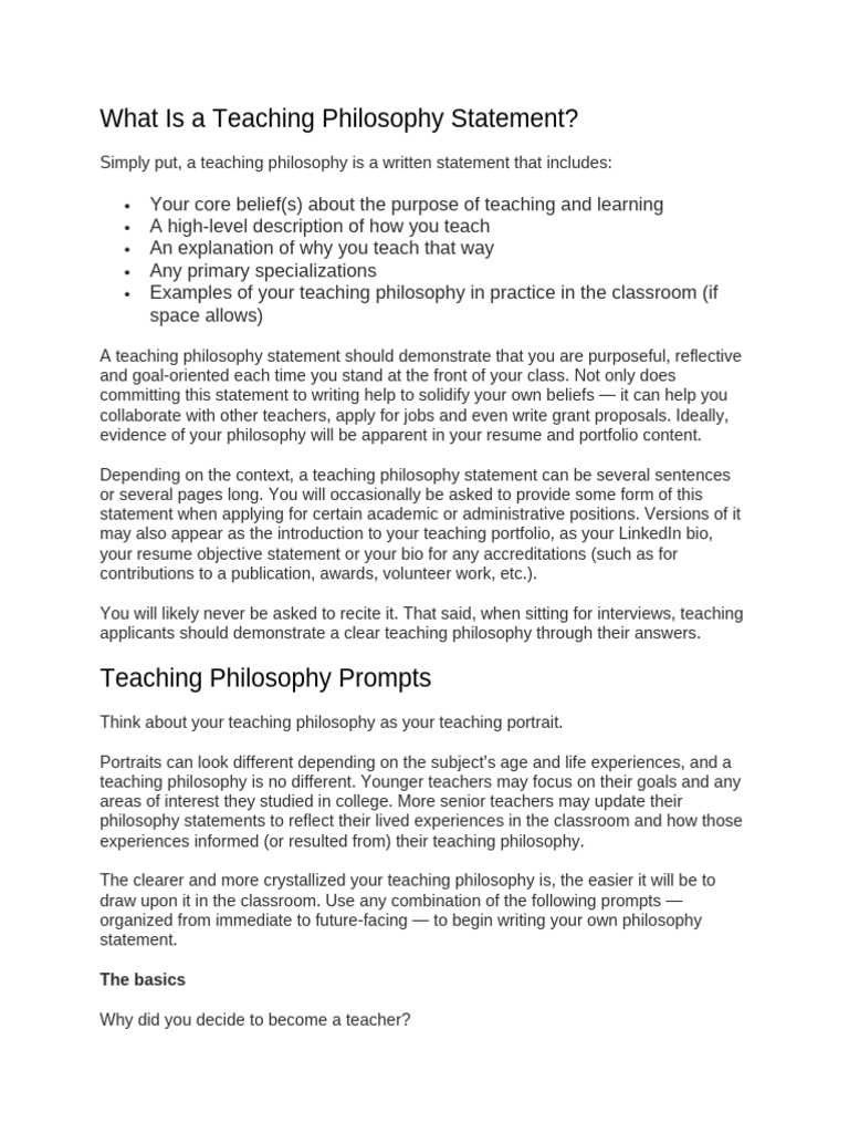 Understanding Teaching Philosophy Statements | PDF | Teachers | Learning
