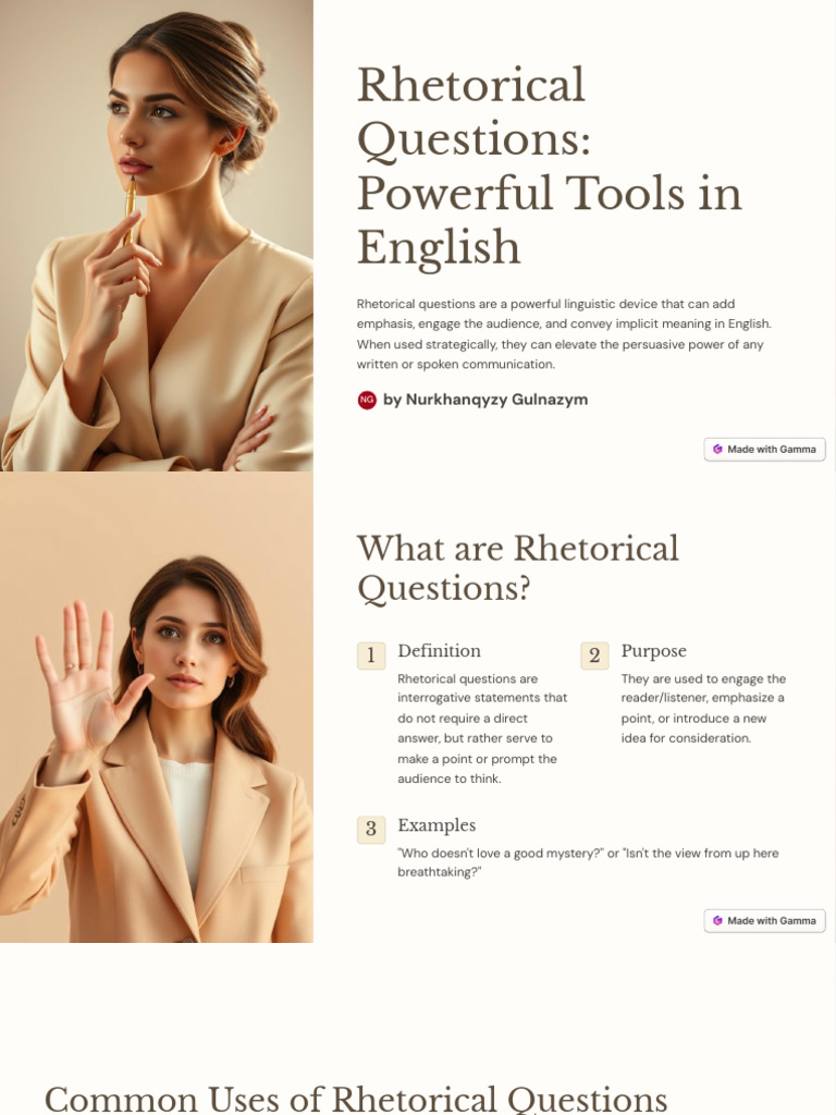 Rhetorical Questions Powerful Tools in English | PDF | Rhetoric | Learning