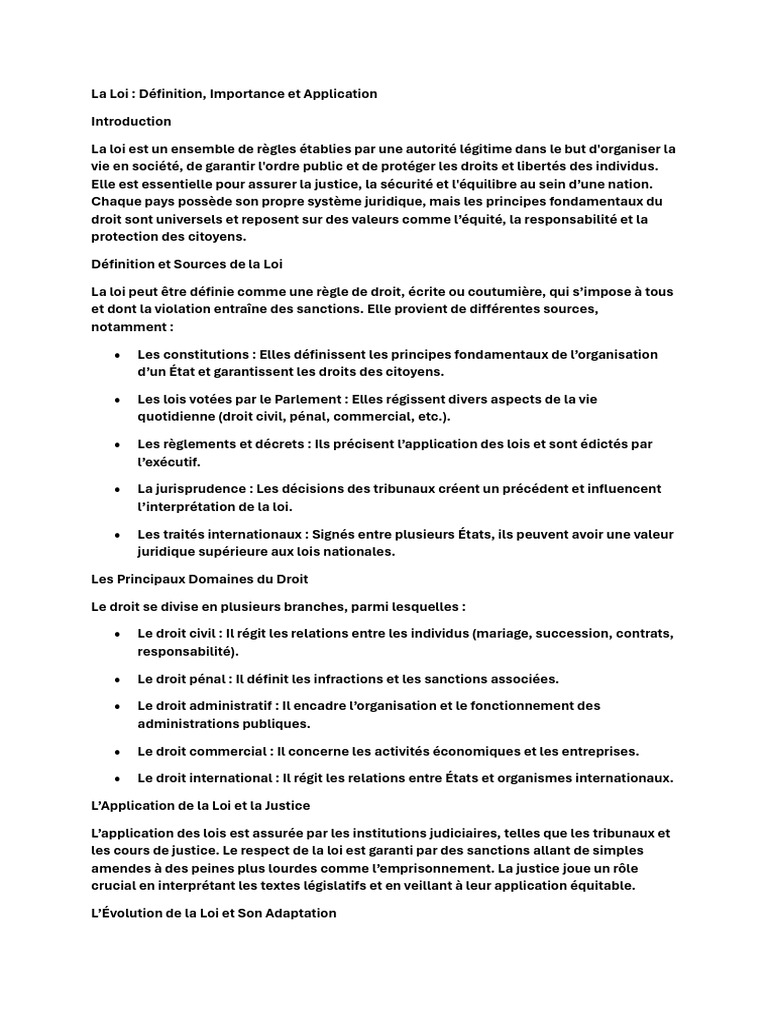 Comprendre la Loi : Définition et Rôle | PDF | Loi | Loi criminelle