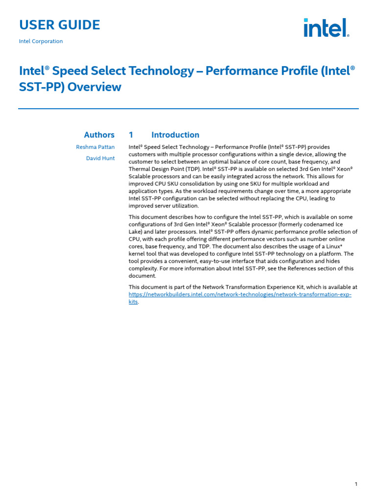 Intel Speed Select Tech Performance Profile Overview UserGuide 724426v2 | PDF | Bios | Central ...