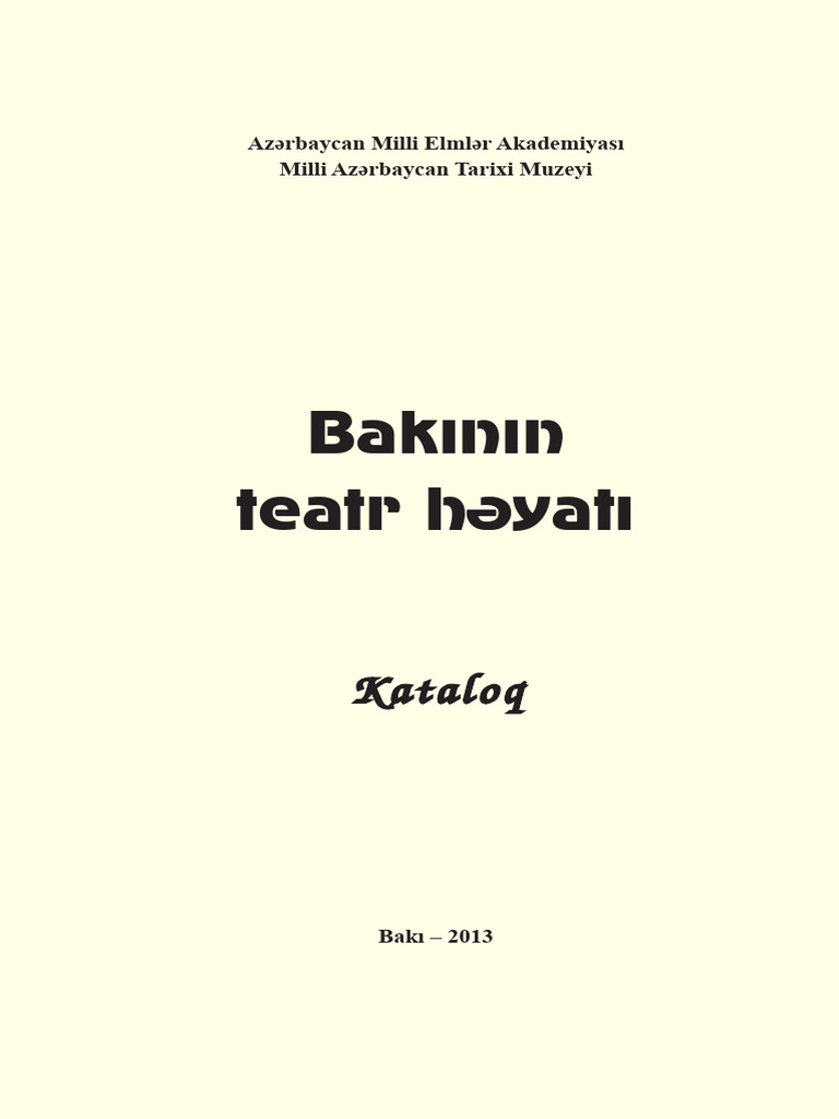 Azhistorymuseum.gov.Az 426 Bakinin Teatr Hyati | PDF
