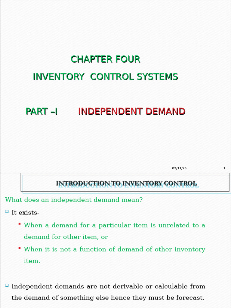 POMPPT CH-4 Part-I | PDF | Inventory | Business Economics