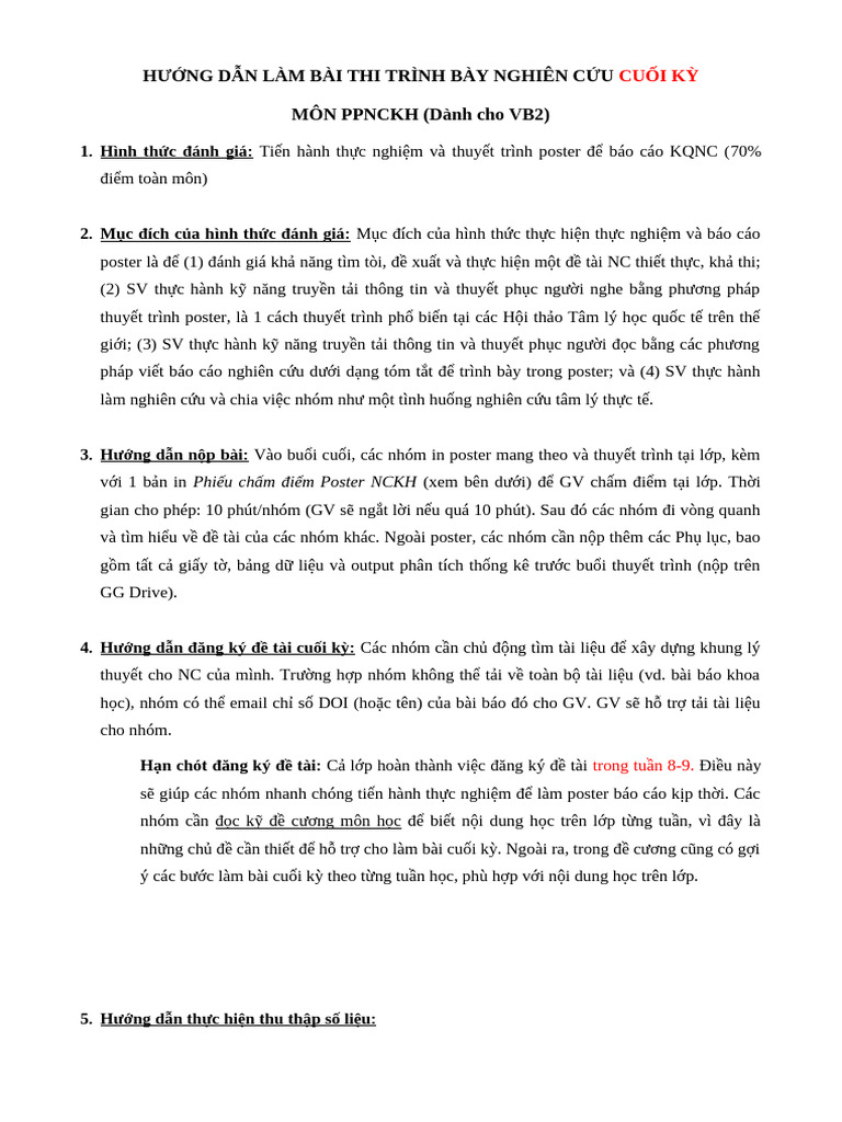 (VB2) Hướng dẫn làm bài cuối kỳ - Poster | PDF