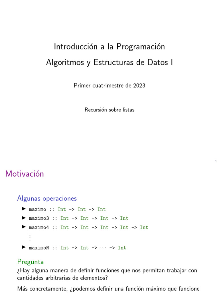TEO 7 - Recursión sobre listas | PDF | Lenguaje de programación | Función (Matemáticas)