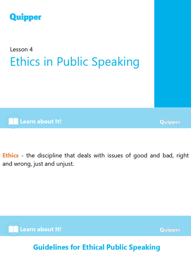 English 10 - Unit 8 - Lesson 4 - Ethics in Public Speaking | PDF