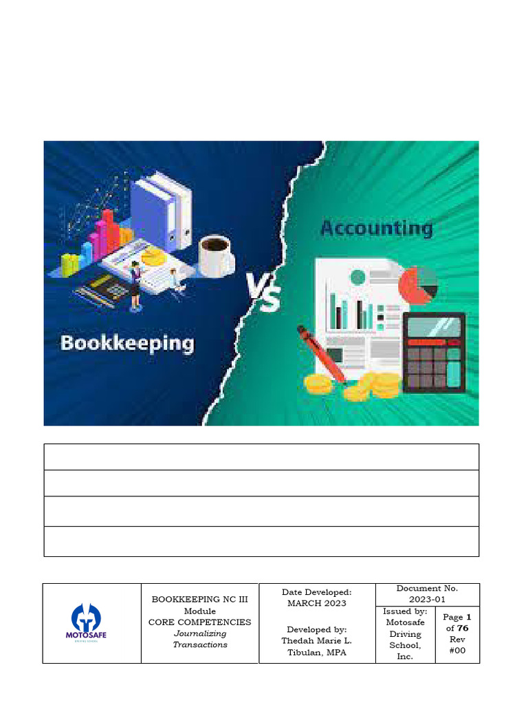 CBLM Bookkeeping NC III Journalizing | PDF | Income | Expense