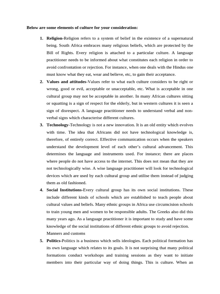 Elements of Culture | PDF | Knowledge