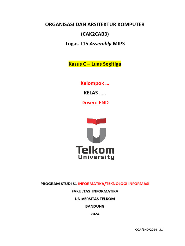 Tugas T15 Program Assembly MIPS (2024-1224) - Kasus C (Sg3) - 1 | PDF