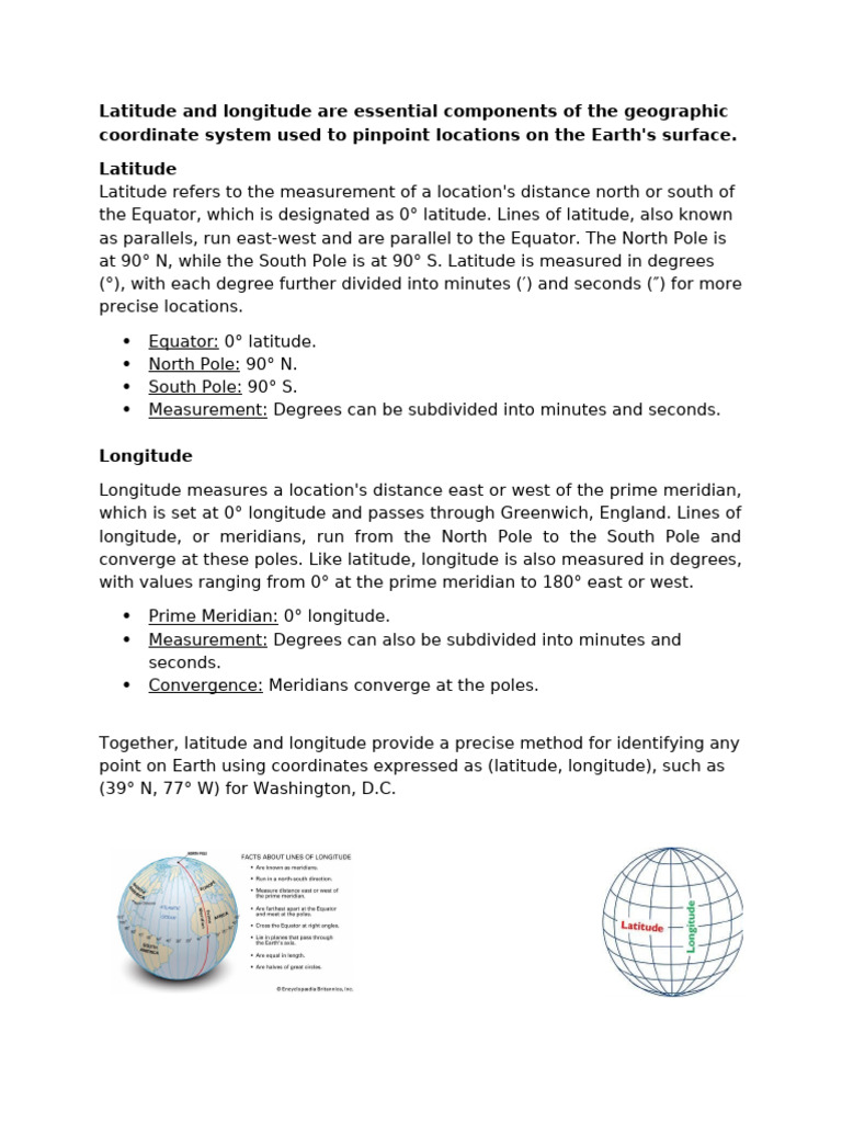 Components of Latitude and Longitude | PDF