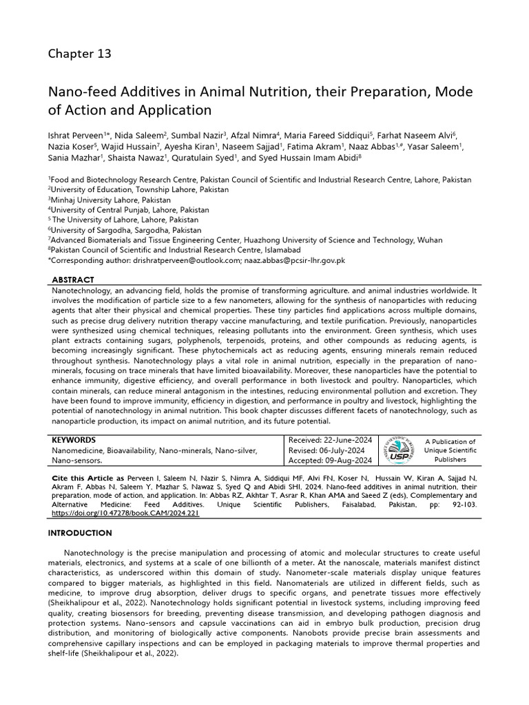 Nano-Feed Additives in Animal Nutrition | PDF | Nanoparticle ...