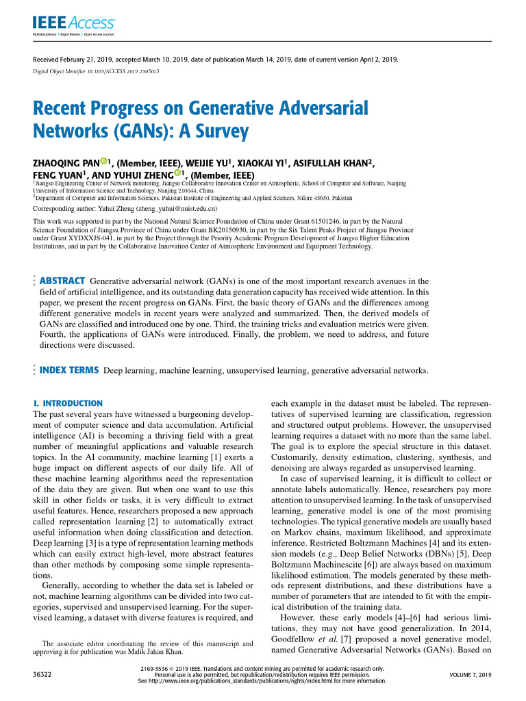 Recent Progress On Generative Adversarial Networks GANs A Survey | PDF | Machine Learning | Deep ...