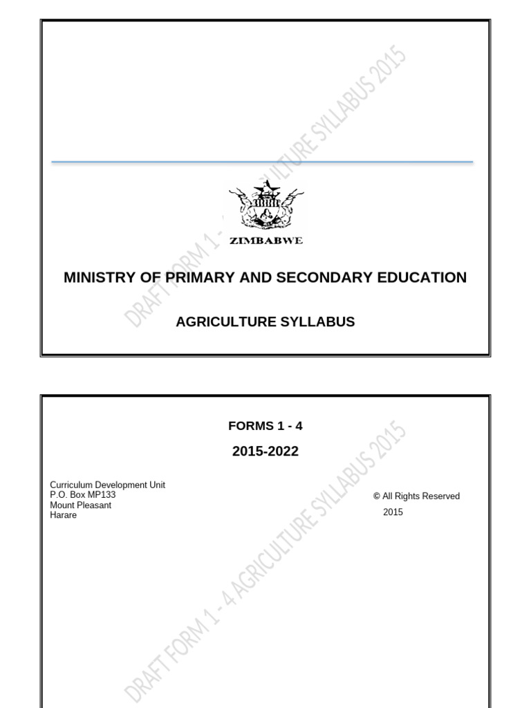Agric Syllabus Forms 1 - 4 | PDF | Soil | Learning
