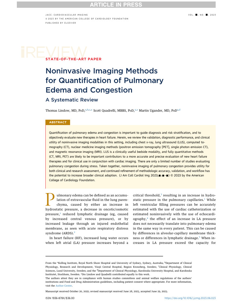 Ugander Et Al 2023 Noninvasive Imaging Methods For Quantification of ...