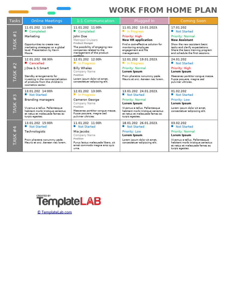 Work From Home Plan Template TemplateLab.com | PDF