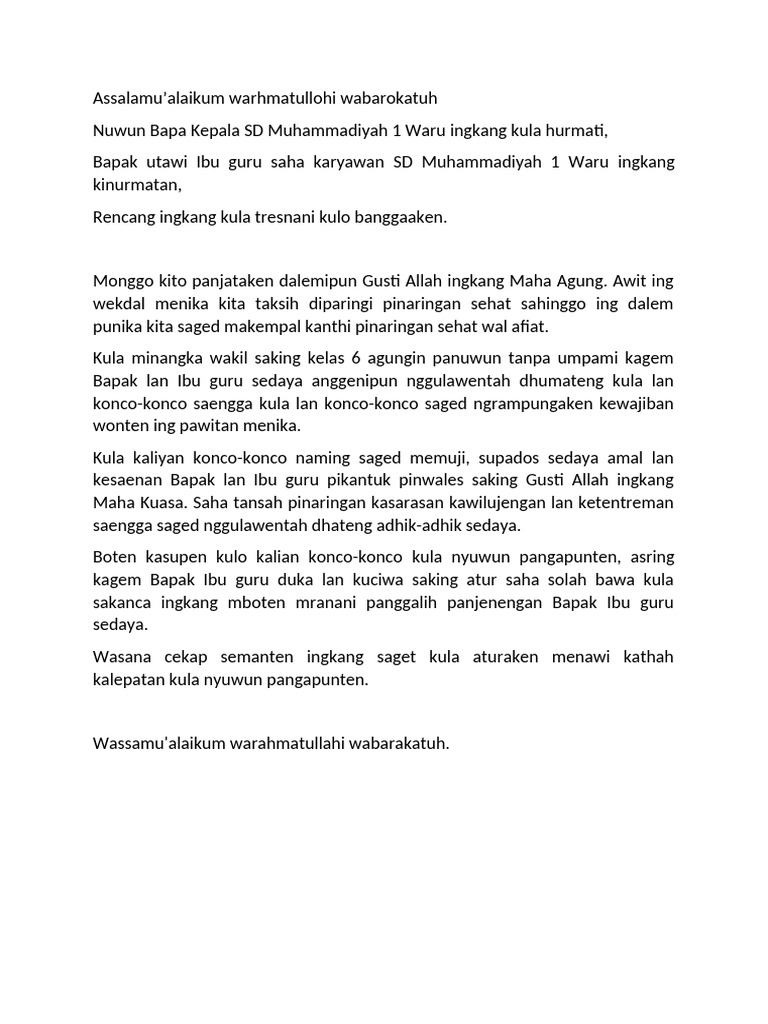 teks pidato bindo bjawa kenta | PDF