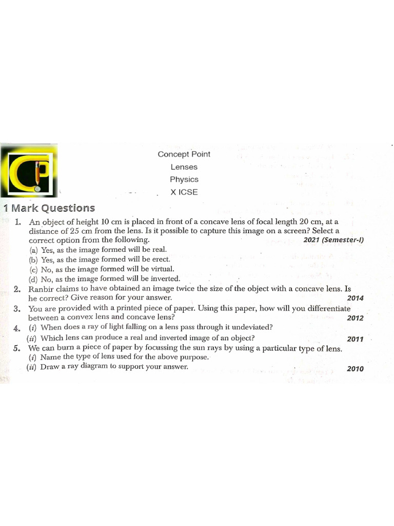 Lenses Sheet-1 | PDF