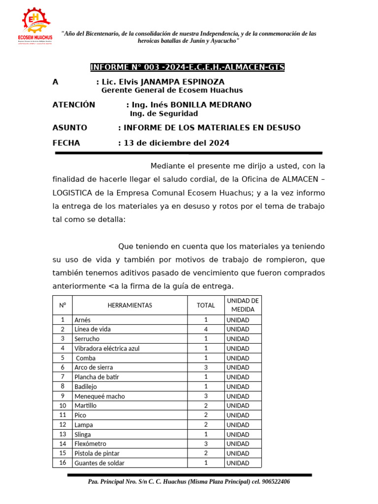 Informe #003-Ech - 2024 | PDF