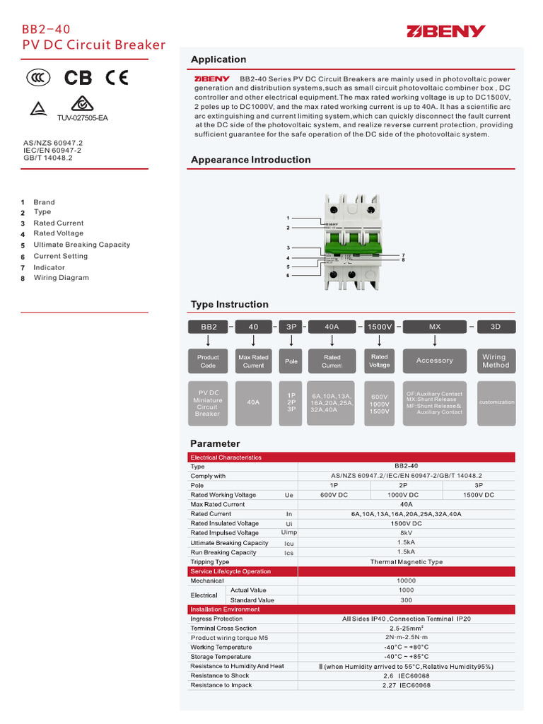 BB2 40 PV DC Cicuit Breaker 1 | PDF | Alternating Current | Electricity