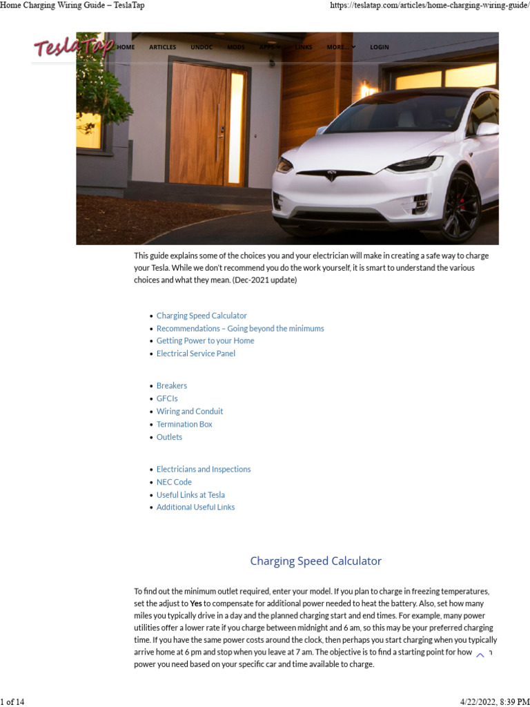 Home Charging Wiring Guide – TeslaTap | PDF | Electrical Wiring | Mains ...