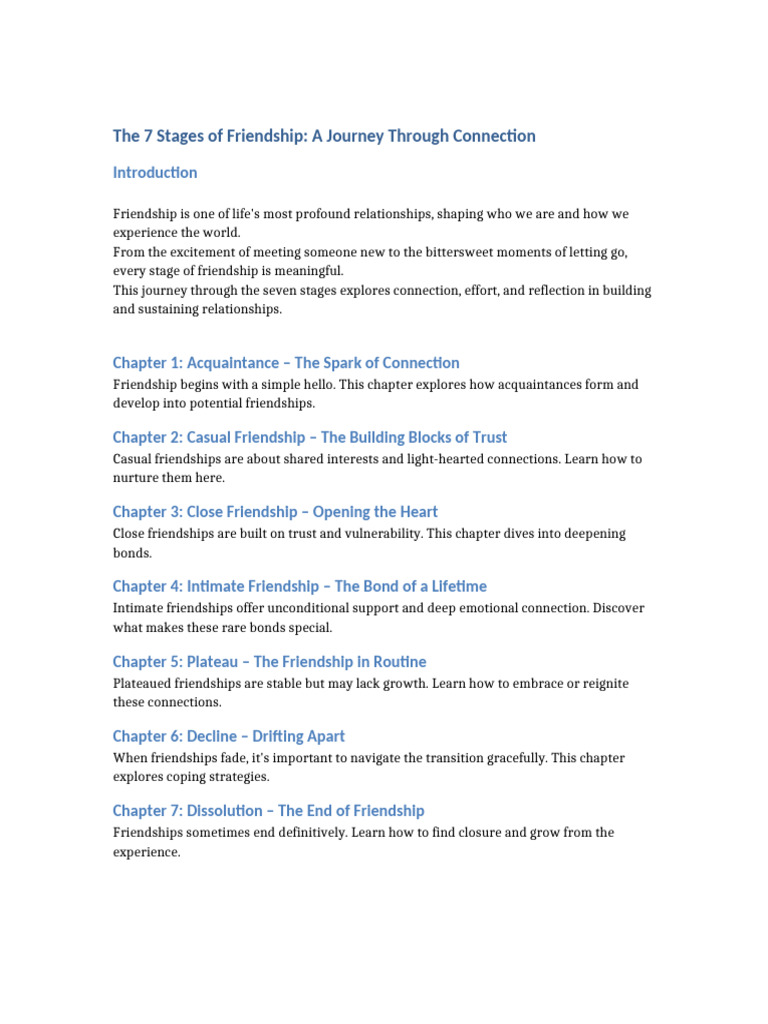 The 7 Stages of Friendship | PDF