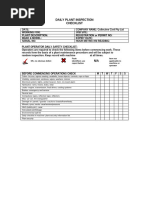 Daily Plant Inspection Checklist | PDF | Machines | Automotive Industry
