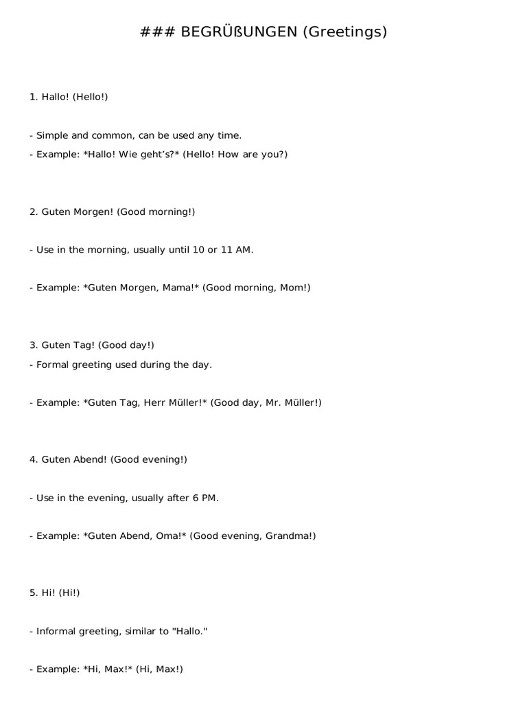 German Greetings and Farewells Guide | PDF