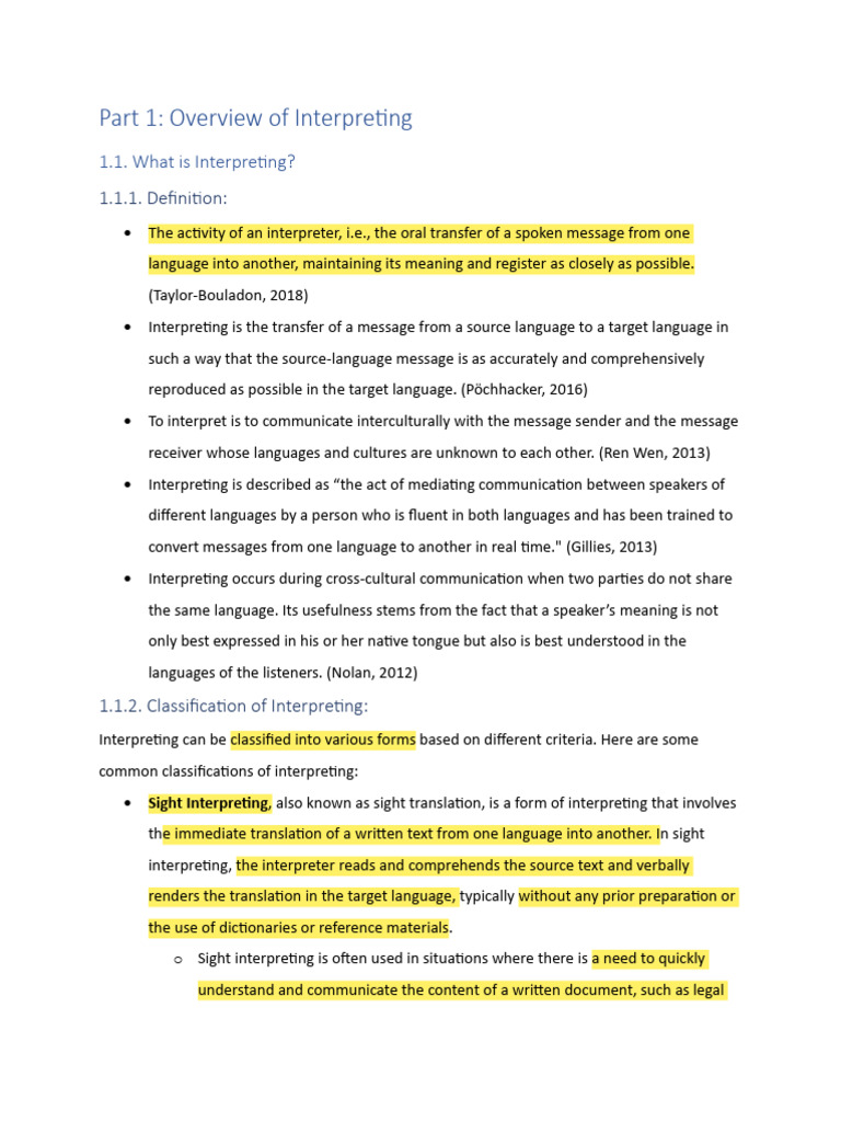 Overview of Interpreting | PDF | Language Interpretation | Communication