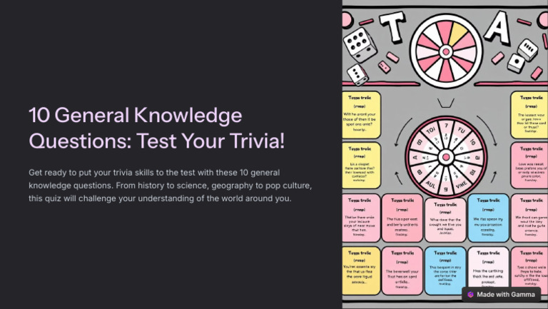 10 General Knowledge Questions Test Your Trivia | PDF