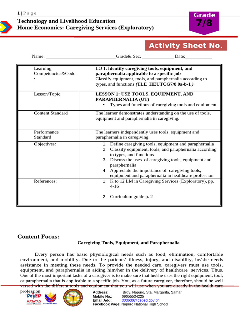 Caregiving Tools and Equipment Guide | PDF | Home