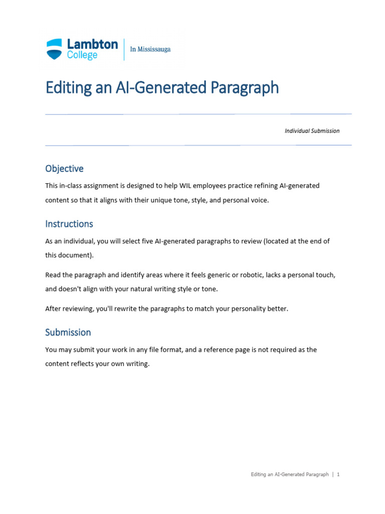 Editing An AI-Generated Paragraph | PDF