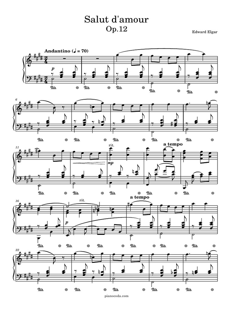 Elgar's Salut d'amour Op. 12 Sheet Music | PDF | Edward Elgar | Musical ...