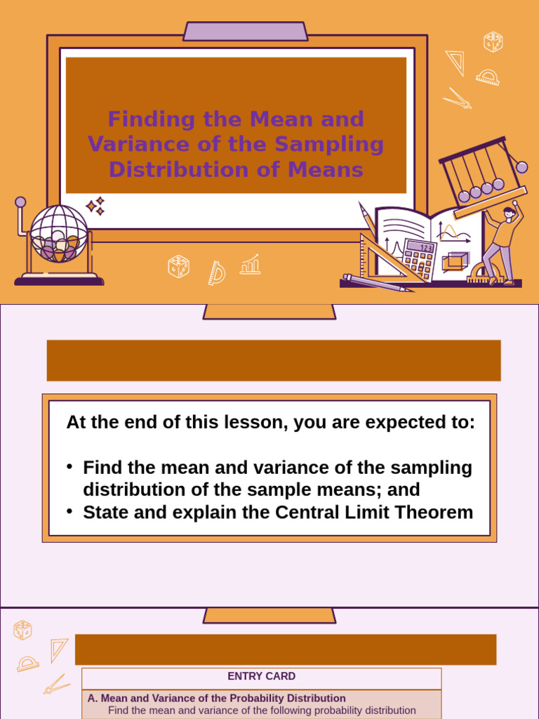 Finals Chapter 3 Lesson 2 Finding The Mean And Variance Fo Sampling Distribution Pdf