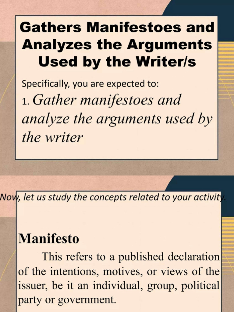 1 Gathering Manifestoes Amp Analyzing The Writerx27s Arguments Compress ...