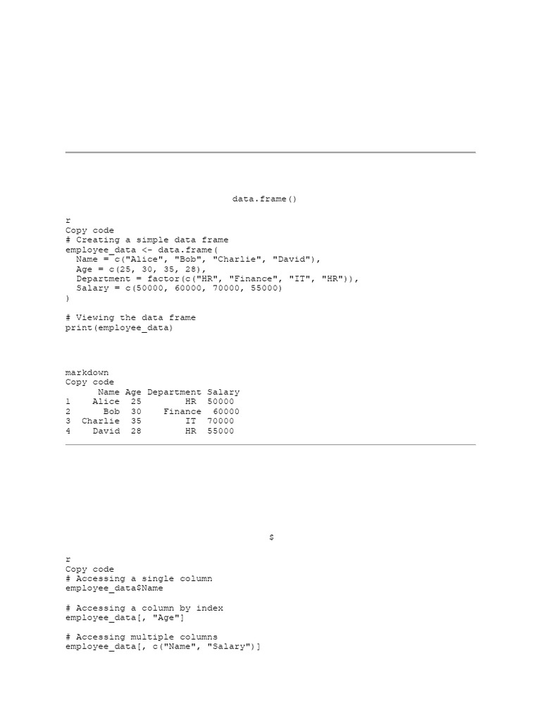STA 272 Chapter 02 Notes and Codes Data Frames in R | PDF | Microsoft ...