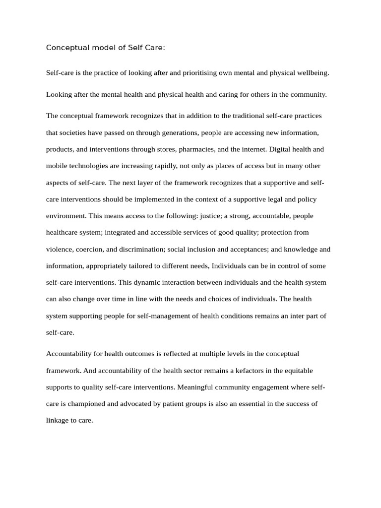 Conceptual Model of Self Care Oe | PDF