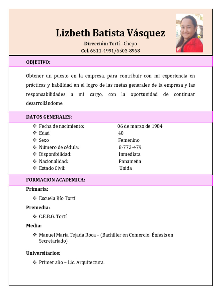 Curriculum Lisbeth | PDF