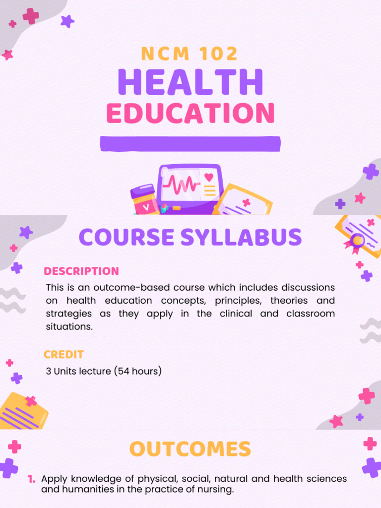 NCM 102 Health Education Syllabus | PDF | Learning | Lecture