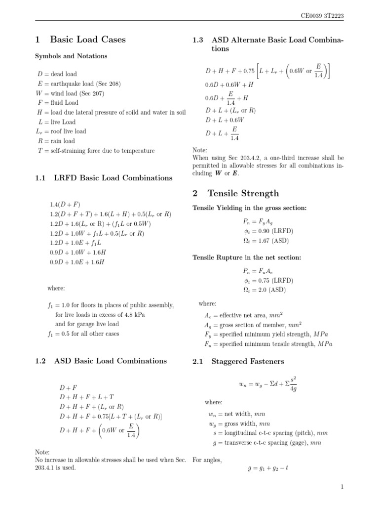 Formula Sheet_combined | PDF | Screw | Buckling