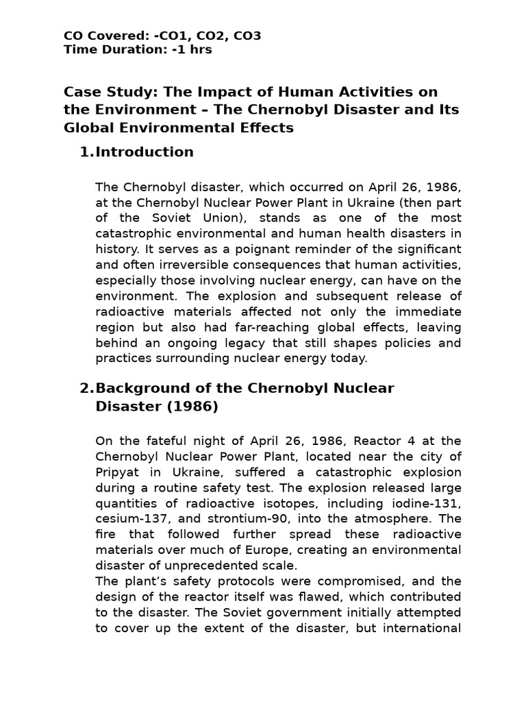 Case Study | PDF | Chernobyl Disaster | Radioactive Contamination