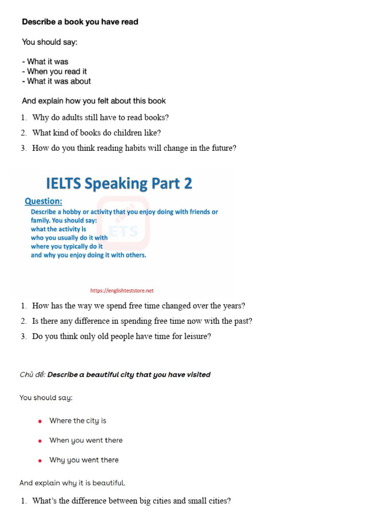 IELTS Speaking Test Questions | PDF