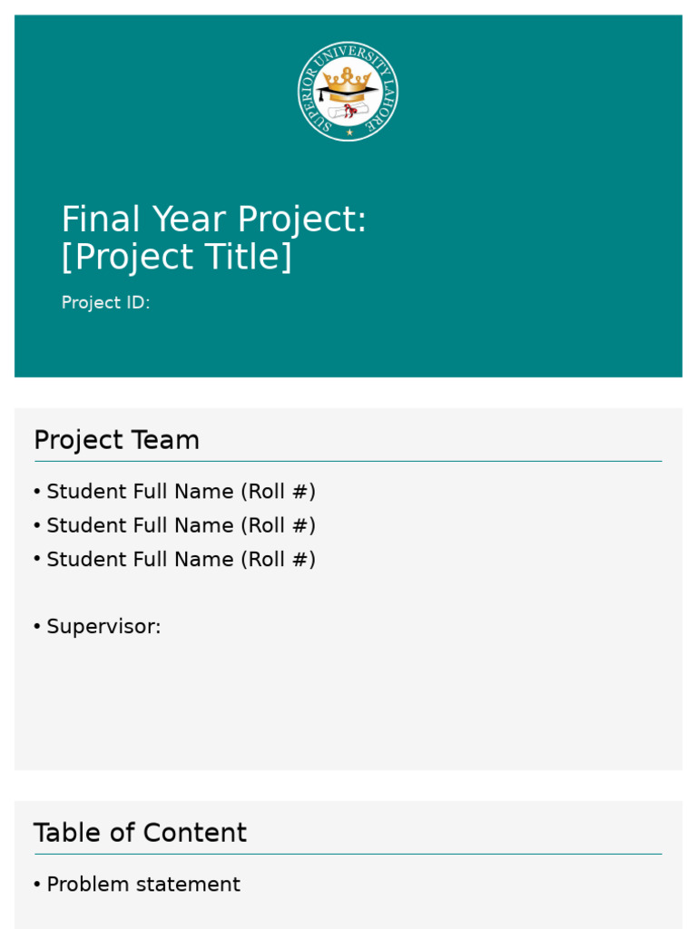 Superior University Final Year Project Defence Presentation Template | PDF