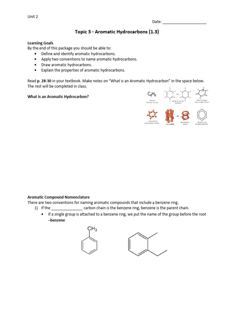 Topic 3 (Unit 2) - Aromatic Hydrocarbons, Alcohols, Ethers and Thiols ...