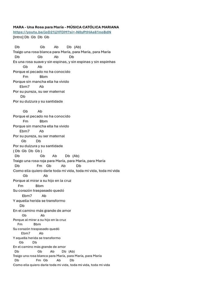 Rosa para María: Canción Católica | PDF