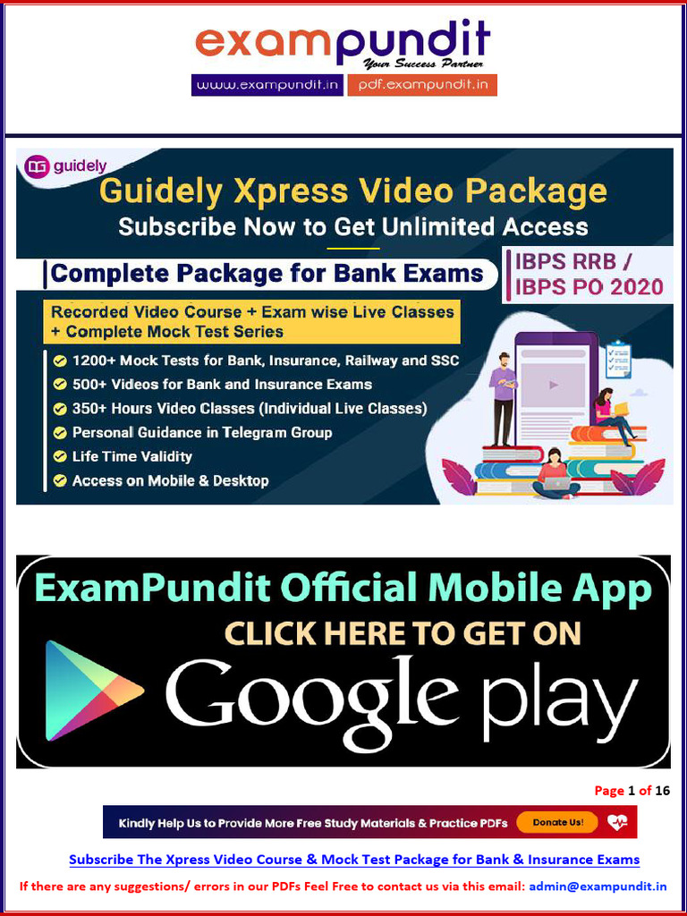 Caselet Di Questions For Ibps Po Prelims Exams4444444444444444444 | PDF ...