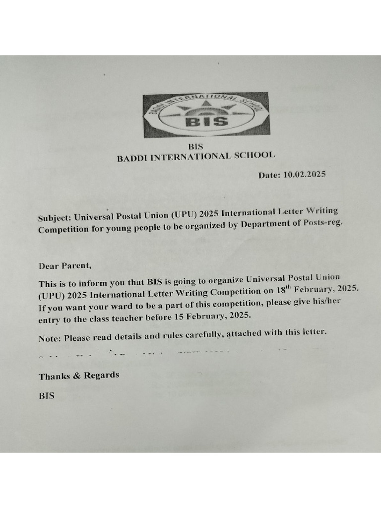 Letter Writing Competition | PDF